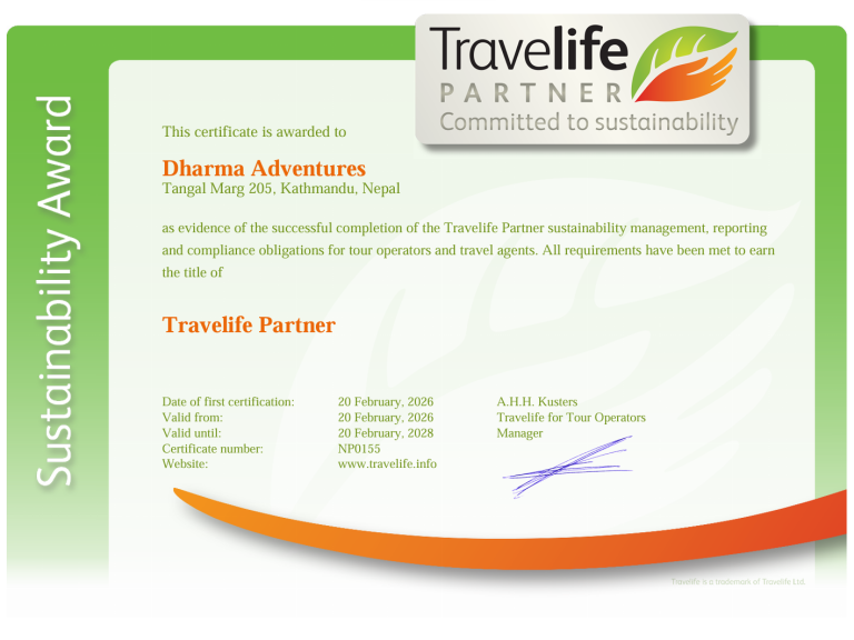 Travelife Partner Ceritificate
